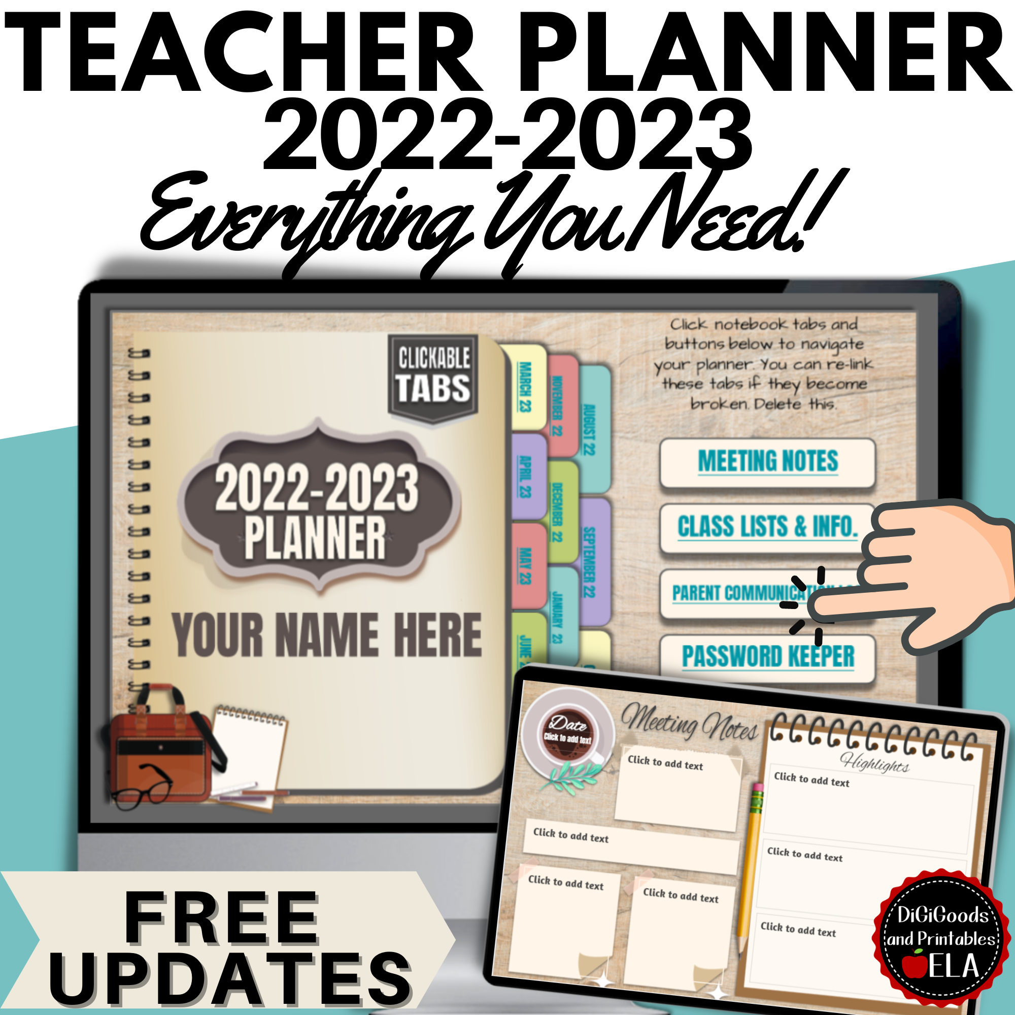 DIGITAL TEACHER AND STUDENT PLANNERS - DiGiGoods and Printables ELA
