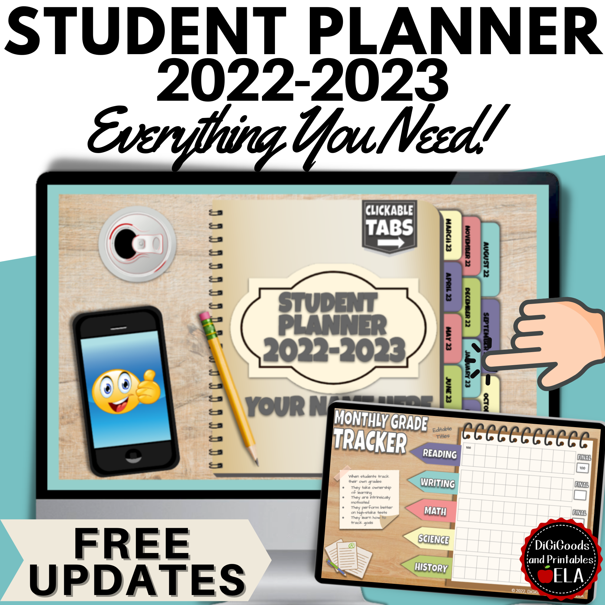 DIGITAL TEACHER AND STUDENT PLANNERS - DiGiGoods and Printables ELA