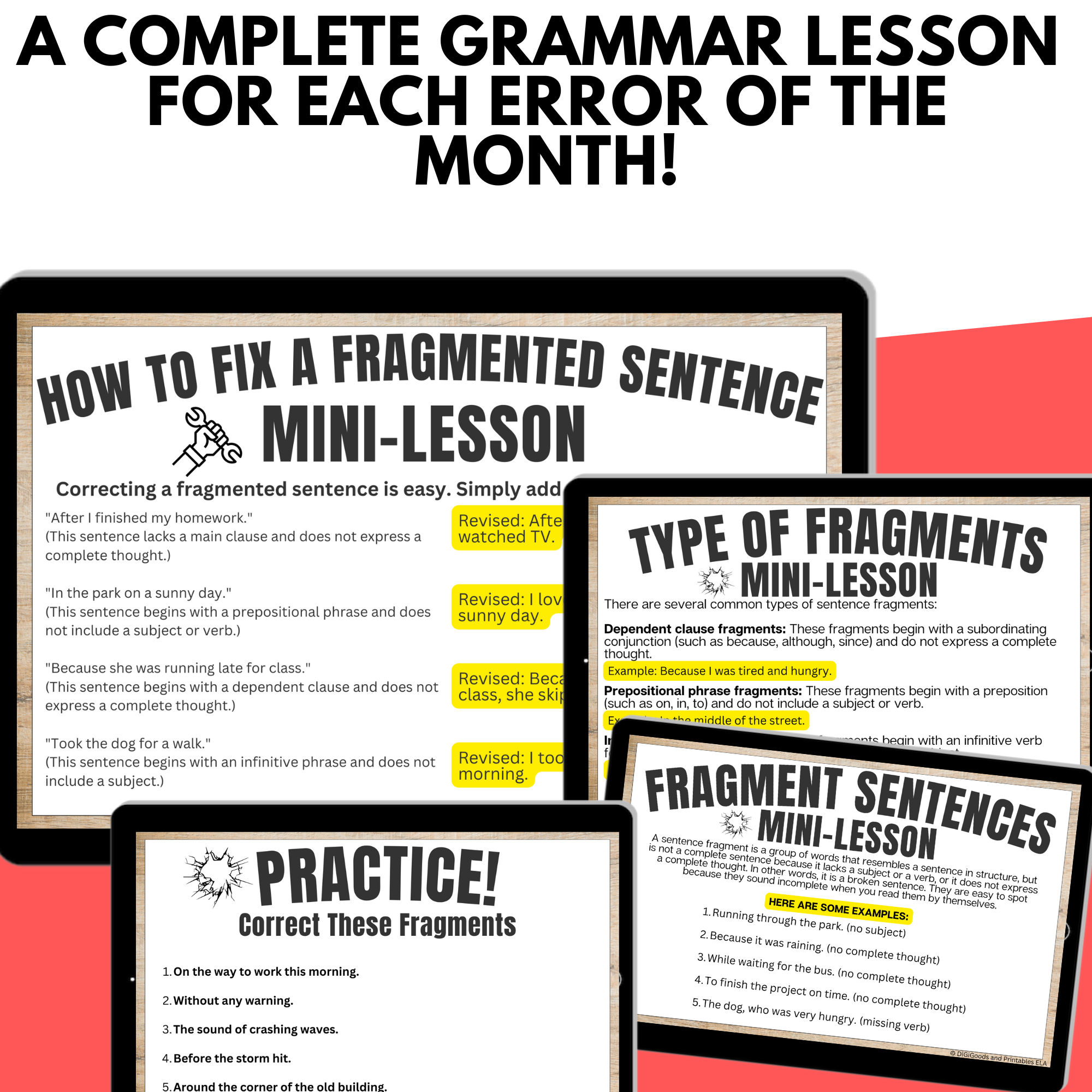 Middle School Grammar Bell Ringers For English Language Arts ...