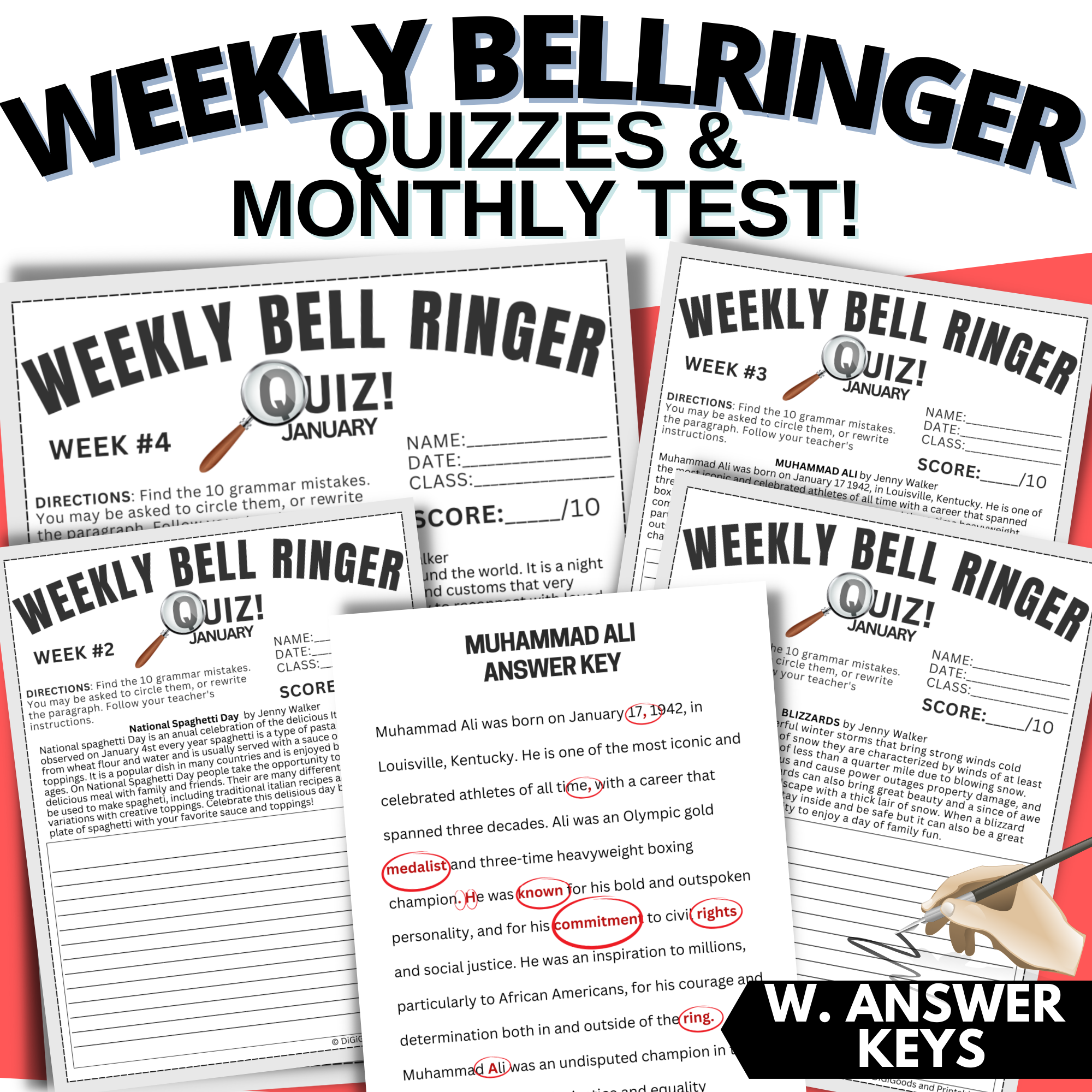 Middle School Grammar Bell Ringers For English Language Arts ...