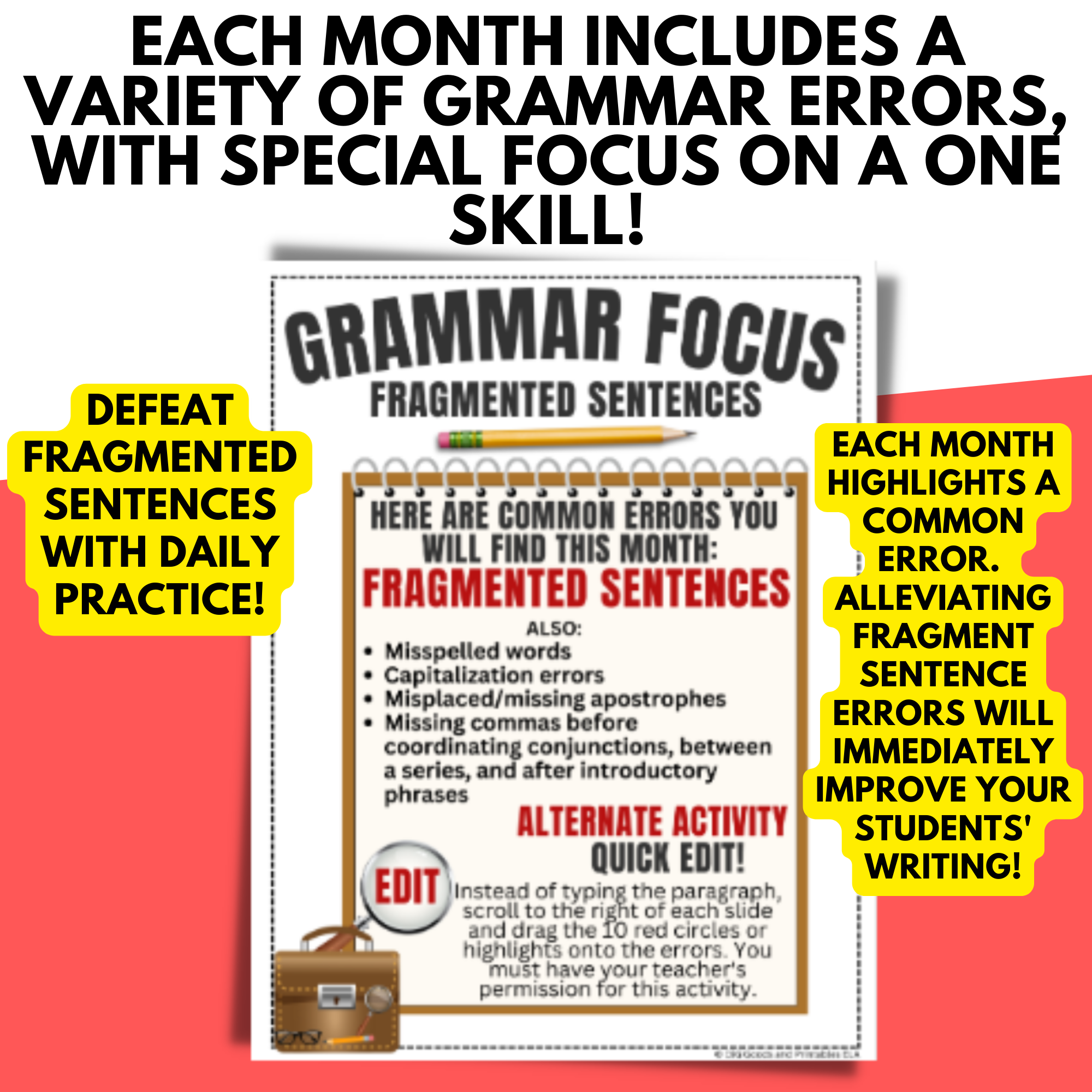 Middle School Grammar Bell Ringers For English Language Arts ...